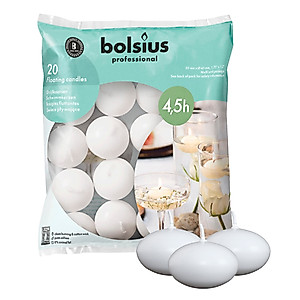 Bolsius White Floating Candles 1.75 Inch – 20 Pack Candle Set – 5+ Hours Burn Time – Premium European Quality – Smokeless & Dripless Smooth Flame – 100% Cotton Wick – Beach, Wedding, & Party Accessory