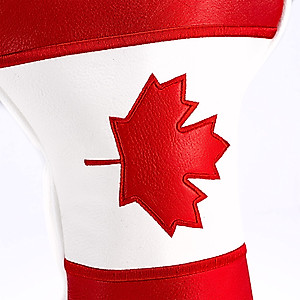 Pins & Aces Canada Head Cover - Premium, Hand-Made Leather, Headcover - Maple Leaf Styled, Tour Quality Golf Club Cover - Style and Customize Your Golf Bag (Driver)