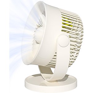 FrSara Desk Fan for Bedroom, 23dB Quiet Air Circulator Fan for Sleep with Sleep Mode, 4 Speeds, Battery Powered Fan with 65ft Powerful Airflow for Whole House, Office, Baby Fan, Beige