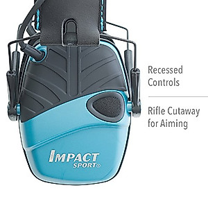 Howard Leight by Honeywell Impact Sport Sound Amplification Electronic Shooting Earmuff, Teal