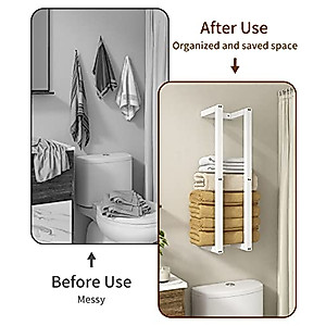 Sonefreiy Bathroom Wall Towel Racks for Rolled Towels, Solid Wooden White Towel Holder, Wall Towel Organizer Rustic Bathroom Towel Storage for Shower Towel, Bath Towels, Beach Towels, Towel Shelves