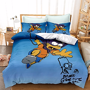 JewosS Ultra Soft Microfiber Bedding Simpsons 3 Pieces 1 Duvet Cover Set 3D Printed Bedding Quilt Duvet Cover 2 Pillowcases with Zipper Closure for(Twin), Style4