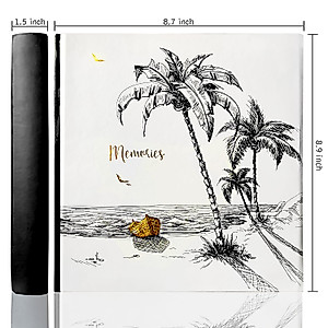 Holoary Photo Album 4x6 160 Photos Two Pictures Per Page, Memo Writing Area for Each Pocket, 160 Pockets 4”x6”, Printed Book Cover Travel Design Natural Beach Memories