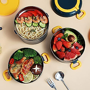 Mr.Dakai Bento Box Adult Lunch Box with Bag/Utensil Set, Stackable Stainless Steel Lunch Containers for Adults - Thermal Insulated - Leak-Proof & 81oz Large Capacity - Blackish Green