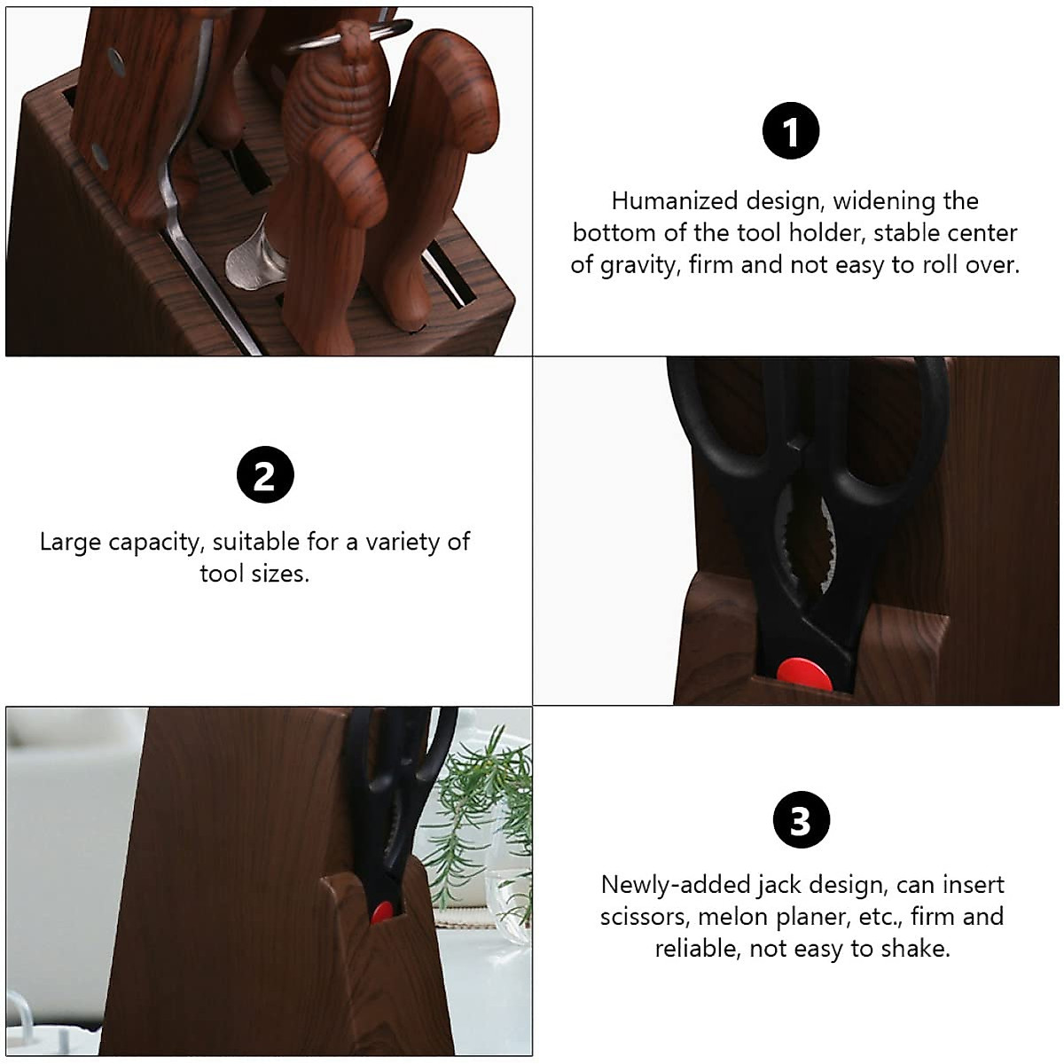 Mobestech Dinnerware 1pc Wood for Pattern Shelf Sharpening Cutlery Household Cutter Block Stable Rack Wooden Imitation Storage Kitchen Home Grain Organizer Desktop Holder Blocks Utensils