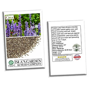 Chia Seeds for Planting, 1000+ Seeds Per Packet,Herb/Flower, (Isla's Garden Seeds), Non GMO & Heirloom Seeds, Scientific Name: Salvia hispanica, Great Gift