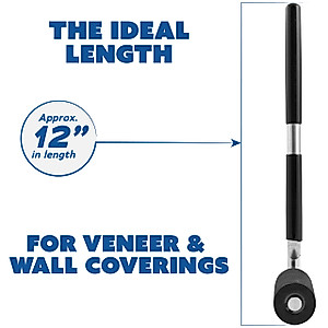 Fulton Long Handle J Roller with Thick Rubber Roller 1-1/2” in Diameter by 2-7/8” Wide For Veneers Laminate Wall Coverings and Edge Banding for Maximum Pressure Adhesion