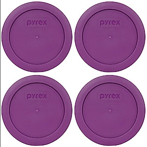 Pyrex Bundle - 4 Items: 7200-PC 2-Cup Thistle Purple Plastic Food Storage Lids