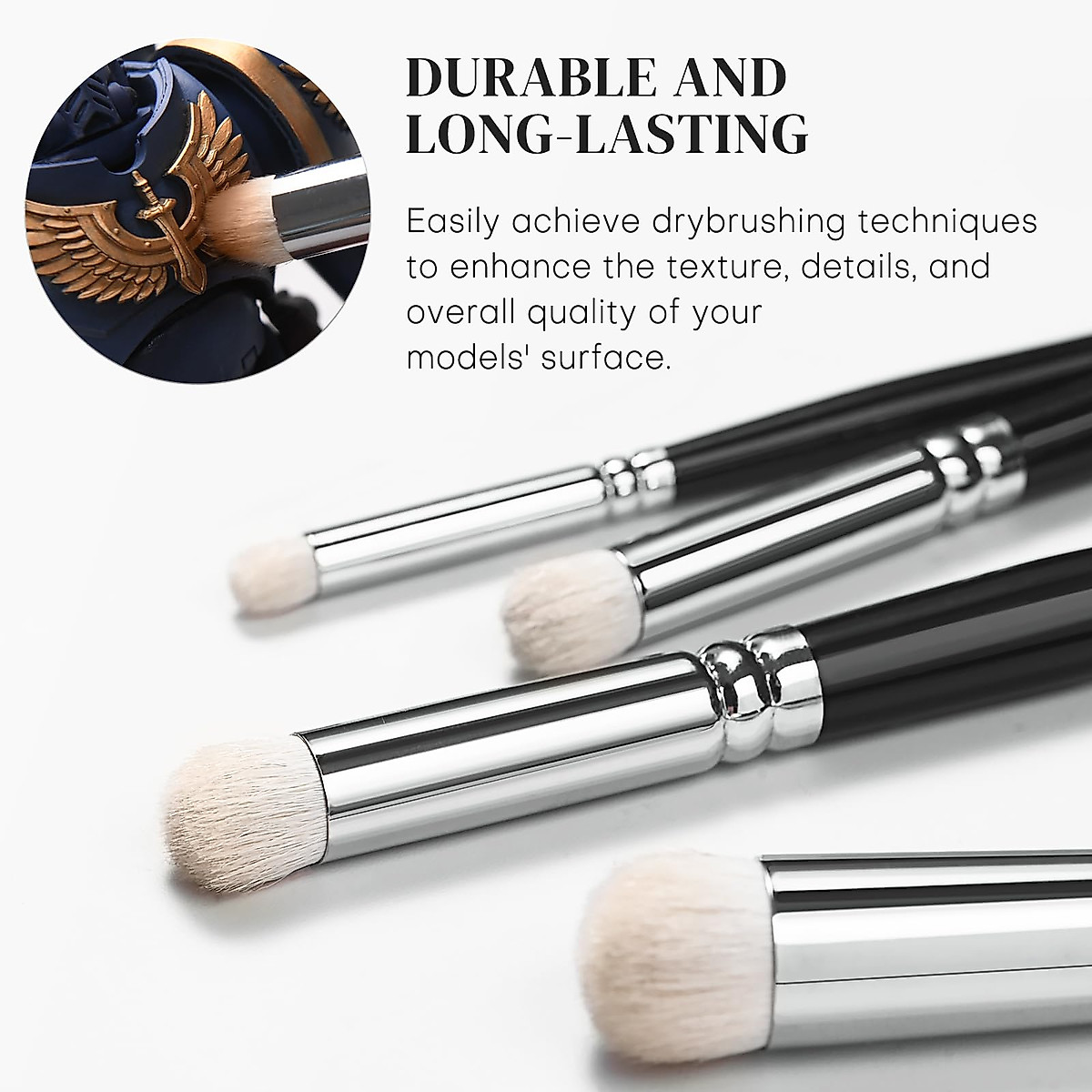 Miniature Model Paint Brushes Drybrush Set 18pcs for Effect, Fine Tip Model Painting - Professional Dry Brush Detail Paint Brushes for Tabletop & Miniature Acrylic, Watercolor, Oil Painting