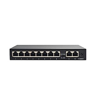 KuWFi Gigabit Ethernet Network Switch 10/100/1000Mbps 10 Port RJ45 LAN Hub Desktop Fast Ethernet Switch for Office Dormitories Home