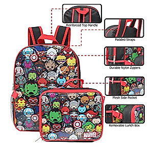 16'' Full Size Marvel Avengers Kawaii Backpack Lunchbox Set Bookbag School Set Black/Red