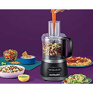nutribullet NBP50100 Food Processor 450-Watts with 7-Cup Capacity and Stainless Steel Slice, Shred, Chop and Dough Attachments, Black