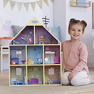 Peppa Pig Wooden Deluxe Playhouse, 8 Rooms, Includes 2 Fun Figures and 29 Accessories, Made of Responsibly Sourced Wood, for Ages 3 and Up (Amazon Exclusive)