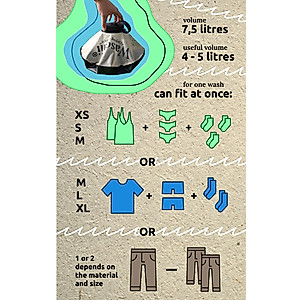 Waschii Portable Travel Laundry Bag - Solar Heated, Eco-Friendly, Compact and Durable Laundry Solution for Camping, Hiking, and Travel