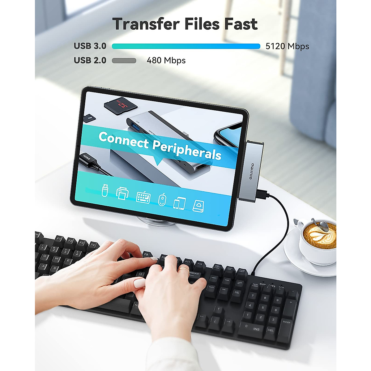 iPad Pro USB C HUB, 6-in-1 iPad Adapter (Attach Magnetically) with 60W Power Delivery, 4K HDMI, Audio, USB 3.0, SD and MicroSD Slots, for iPad Pro 2021 2020 11 12.9/iPad Air 5/iPad Mini 6 Accessories