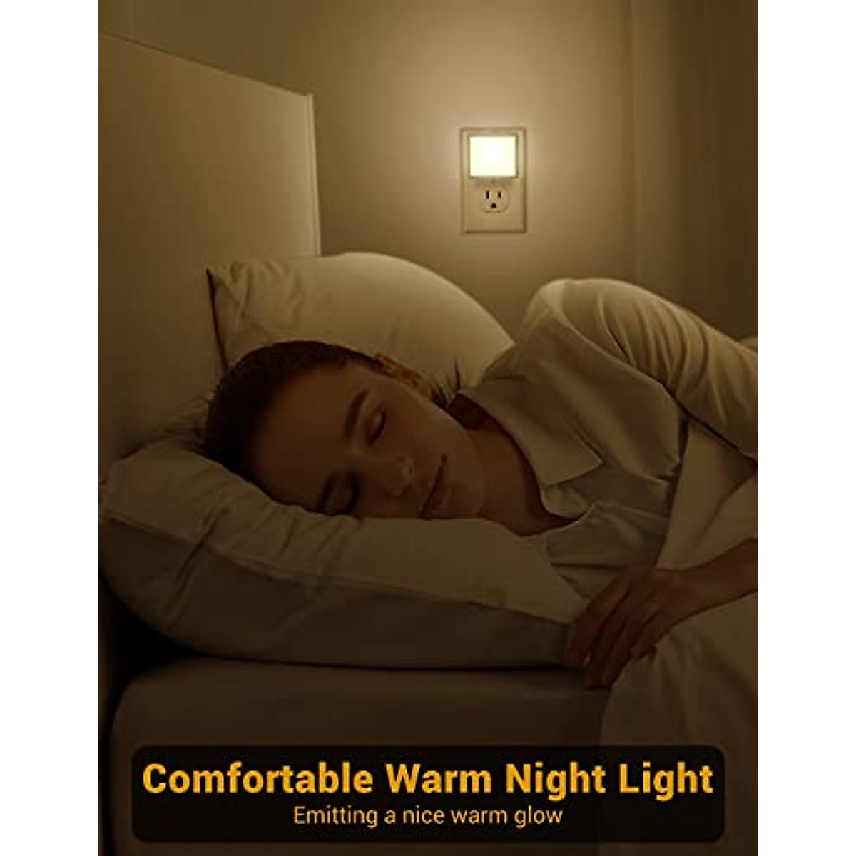 JandCase Night Lights Plug into Wall[4 Pack],Plug in Night Light with Auto Light Sensor,3000K Warm White,Bathroom NightLight for Adults,Hallway,Kitchen