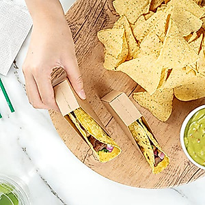 Restaurantware Bio Tek Kraft Paper Small Taco Holder - Greaseproof - 4" x 1 1/4" x 2 1/4" - 200 count box