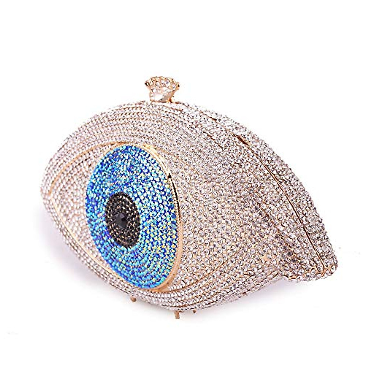 Flada Eye Shape Luxury Crystal Wedding Purses Women Handbags Clutch Evening Bag Silver