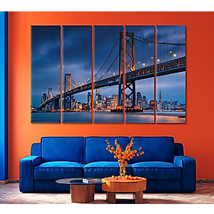 Downtown San Francisco with Oakland Bridge USA Canvas Print 1 Panel / 36x24 inches