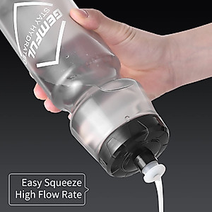 GEMFUL Water Bottle BPA Free Reusable Bike Gym Fitness Clear Squirt Bottles 24oz 2 pack