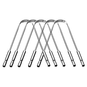 The Legend Stainless Steel Tongue Scrapers-Metal U Shaped Tongue Scraper for Fresher Breath- Tongue Scraper to Keep Mouth and Teeth Healthy and Cleaner- (Stainless Steel) (Pack of 5)