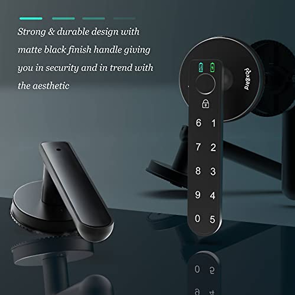 Fingerprint Door Lock, Foxgard Biometric Door Lock, Keyless Entry Door Lock with Keypad,Smart Door Knob with 100 Fingerprints, 50 Codes, Auto Lock Mode for Home,Bedroom, Office, Hotel(Black)