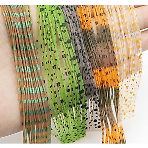 20Pc 10Colours Fishing Jig Lures Mixed Colors DIY Silicone Whole Sheet Skirts for Jig Lures Regular Skirt Colours with Fly Tying Material Free Rubber Band CMB10#