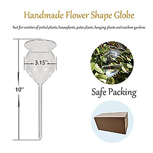 Adabocute Plant Waterer Self Watering Globes Self Watering Spikes, Hand Blown Clear Glass Plant Water Bulbs Devices for Indoor & Outdoor, Fill from Top, 2 Flower Shape