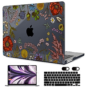 MEEgoodo for MacBook Air M3 M2 Case 2024 2022,Fit Model A3113 A2681, Clear Case for MacBook Air 13.6 inch, Laptop Hard Shell Cases with Keyboard & Webcam Cover & Screen Protector, Clover