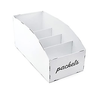 AuldHome Farmhouse Food Packet Organizers (2-Pack, White); Pantry Organization Divided Compartment Bins for Food Mixes and Spice Packets