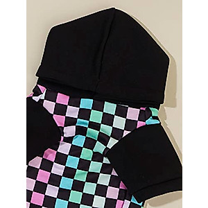 QWINEE Dog Hoodie Pet Clothes Checkered Cold Weather Clothes Winter Sweatshirt for Cat Puppy Small Medium Dogs Kitten Multicolor L