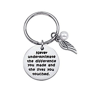 Queyuen Never Underestimate The Difference You Made and The Lives You Touched Keychain,Thank You Gift,Inspirational Key chain for Women