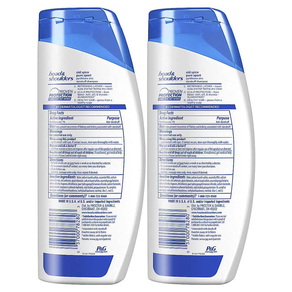 Head and Shoulders Shampoo Old Spice Pure Sport, 21.9 Fl Oz, Twin Pack