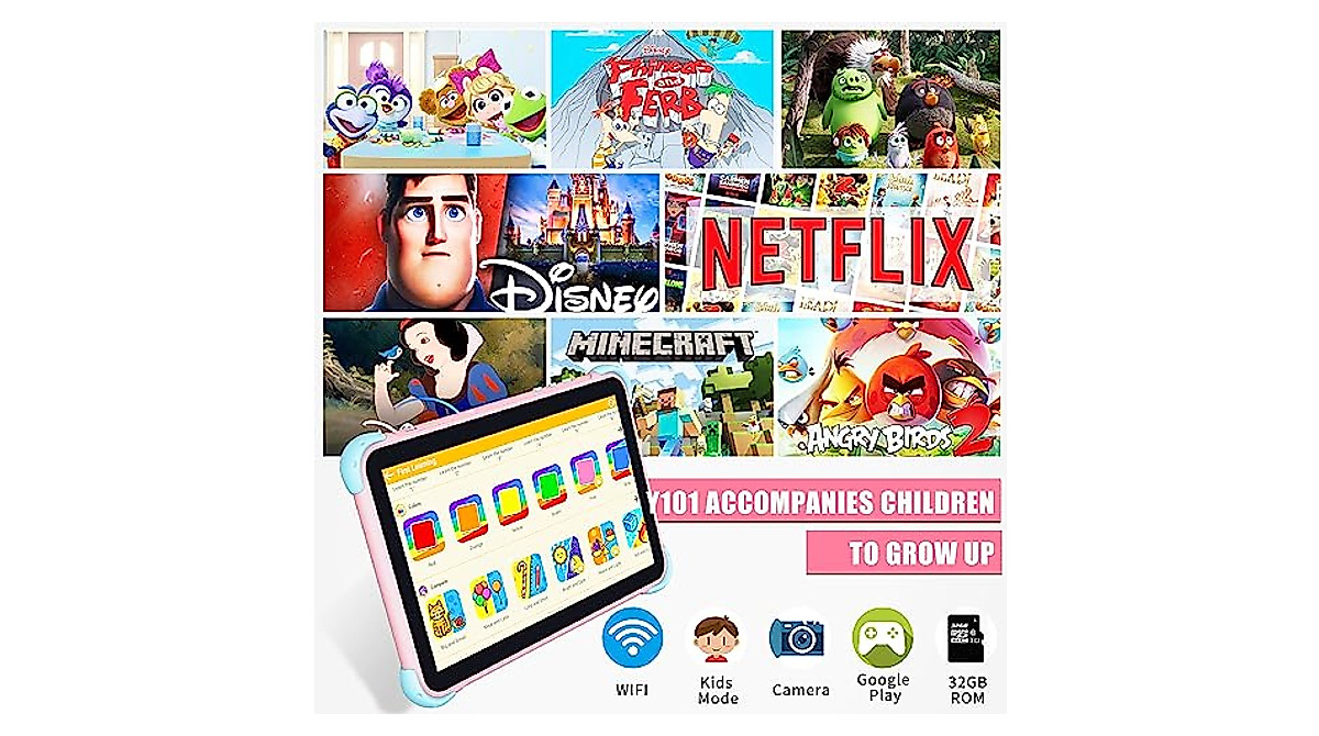 Kids Tablet 10.1" with Parental Control & Dual Camera