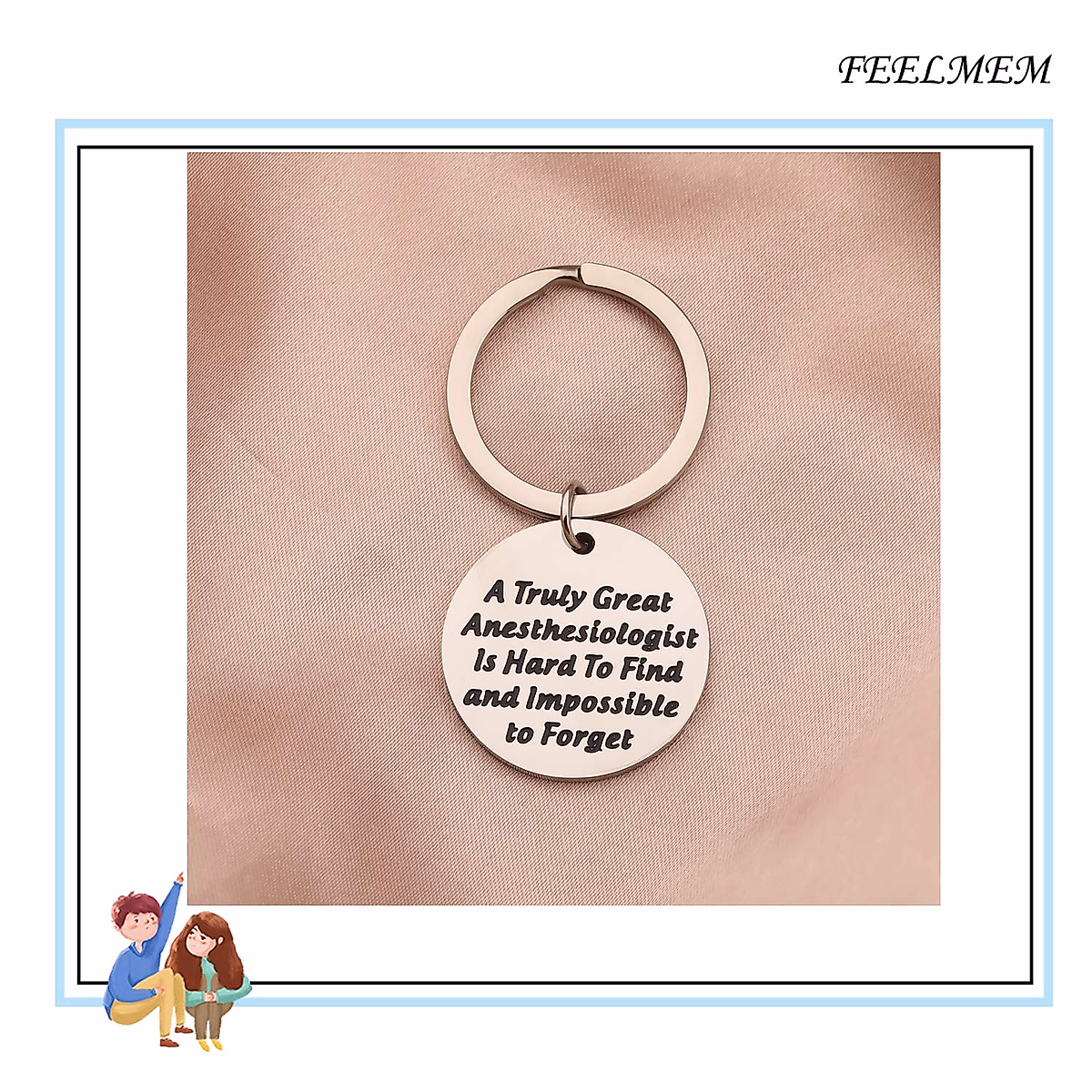 FEELMEM Anesthesiologist Gifts Anesthesiologist Technician Gift CRNAS Gift A Truly Great Anesthesiologist Is Hard To Find Keychain Gift for Anesthetist Doctor Nurse Anesthetist (silver)