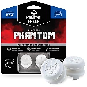 KontrolFreek FPS Freek Phantom for PlayStation 4 (PS4) and PlayStation 5 (PS5) | Performance Thumbsticks | 2 High-Rise Concave | White