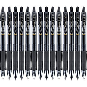 PILOT G2 Premium Refillable and Retractable Rolling Ball Gel Pens, Fine Point, Black Ink, 14-Pack (15358)