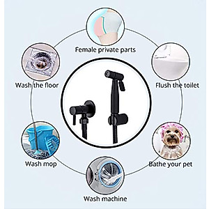 MINJING Bidets Black Bathroom Bidet Toilet Faucet Bidet Mixer Hygienic Shower Shower Single Hole Portable Sprayer
