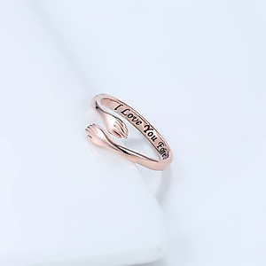 Hug Ring Sterling Silver Adjustable White Gold18K GoldRose Gold Plated Couple Hug Ring Hugging Rings for Women Mens Wedding Band Rings Wrap Around Rings Hand Ring Jewelry for Teen Girls Sizes 59