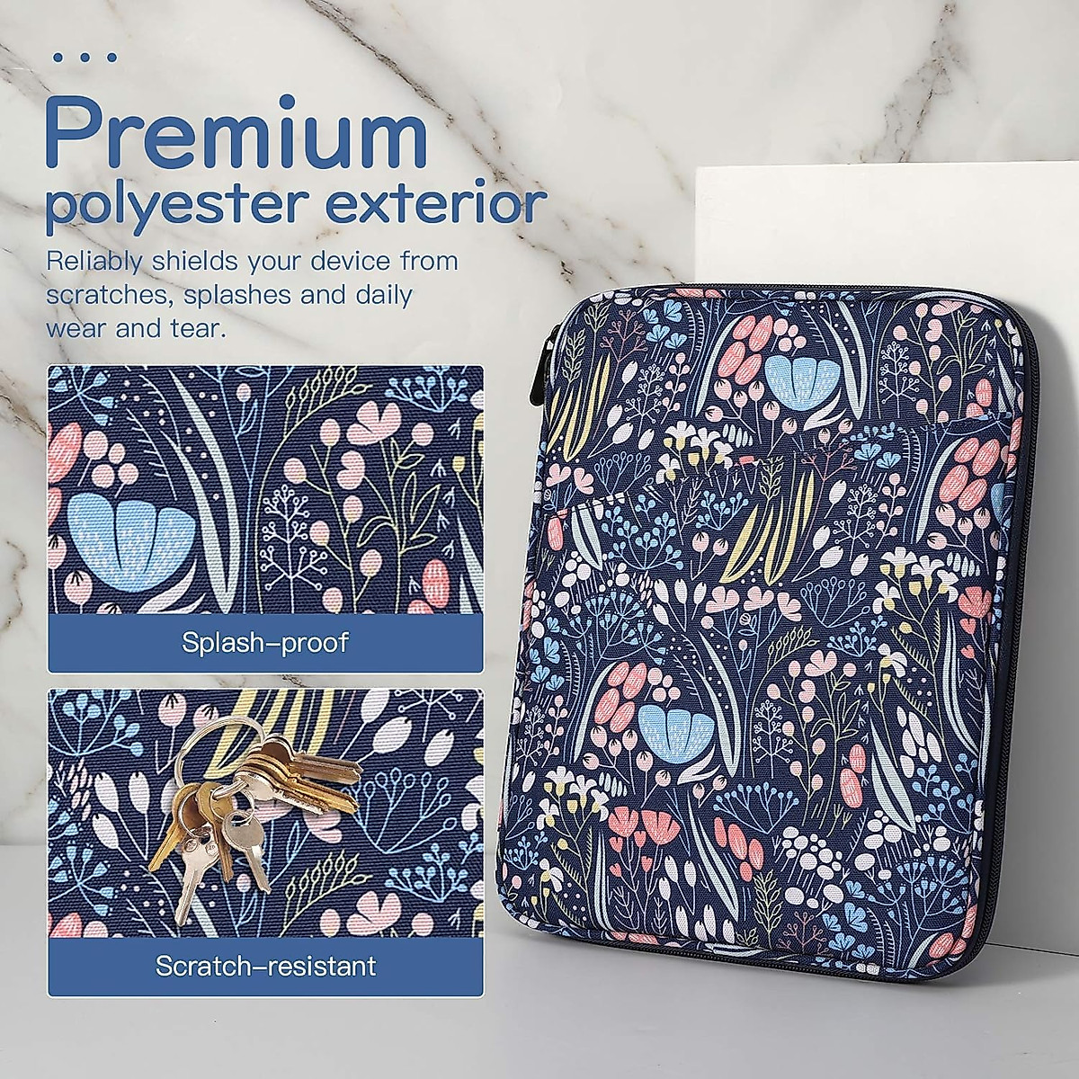 Dadanism 9-11 Inch Tablet Sleeve Bag Carrying Case for iPad 10th Gen 10.9, iPad 9/8/7th Gen 10.2, iPad Air 11", iPad Pro 11 M4 M2 2024, iPad Air5/4 10.9, Galaxy Tab A9+ Plus 11"/S9 FE, Night Blue