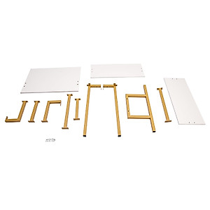 AOOCHU Wall Mounted Desk Computer Writing Table Wall Mount Ladder Small Computer Desktop 3Tier Computer Desk Storage Desk Cabinet with Power Strip for Home Office Student Dormitories (Gold, White)