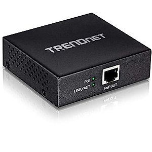 TRENDnet Gigabit PoE+ Repeater/Amplifier, 1 x Gigabit PoE+ in Port, 1 x Gigabit PoE Out Port, Extends 100m for Total Distance Up to 200m (656 ft), Supports PoE(15.4W) & PoE+(30W), Black, TPE-E100