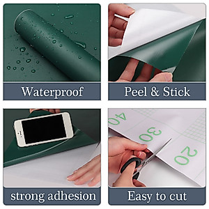 Consine Dark Green Peel and Stick Wallpaper, 15.7 X 748 inches Renter Friendly Wallpaper, Vinyl PVC Removable Wall Paper, Self-Adhesive Wall Sticker Decoration for Counter Furniture Cabinet and Room