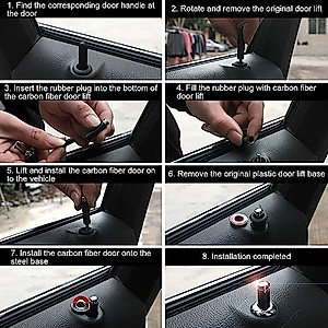 Sodcay Pack-4 Car Door Lock Knobs, Interior Vehicle Door Pull Pins, Carbon Fiber Auto Door Lock Pin Cover, Car Lock Knobs Pin Stick, Universal for Most Cars (Black)