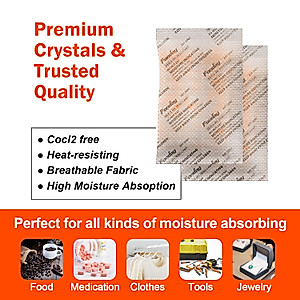 100Gram [4 Packets] Fonday Rechargeable Silica Gel Desiccant Packets Food Grade Fast Reactivate Desiccant Bags Moisture Indicating Orange to Green