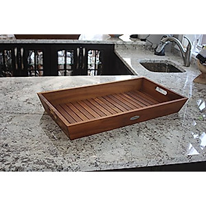 AquaTeak The Original Large Solid Teak Amenities Serving Tray
