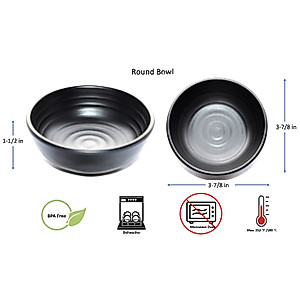 Lucky Star Melamine Round Snack Sauce Dipping Dishes Bowls Cups, 3-7/8" (4 oz), Black (10)