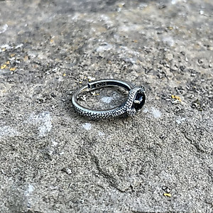R&O Silver Boutique 925k Unique Snake Design Sterling Silver Women's Ring 2W (Black, 5)