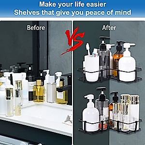 Infitran Corner Shower Caddy Wall Mounted Rustproof Shower Organizer with Strong Adhesive, Stainless Steel Shower Caddy Corner for Bathroom Kitchen Dorm Bedroom (2 pack)