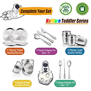 HaWare Metal Cups for Toddlers Kids, 6 Ounce Stainless Steel Double Wall Insulated Tumblers, Espresso Cups Mugs, Stackable Drinking Glasses for Party Camping Outdoor, Dishwasher Safe - 4 Packs